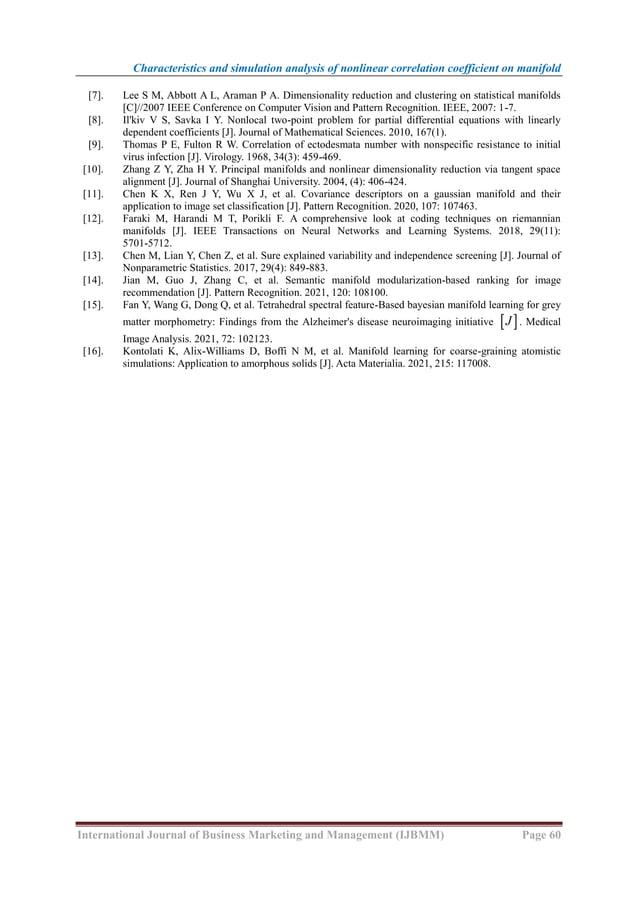Characteristics and simulation analysis of nonlinear correlation coefficient on manifold | PDF