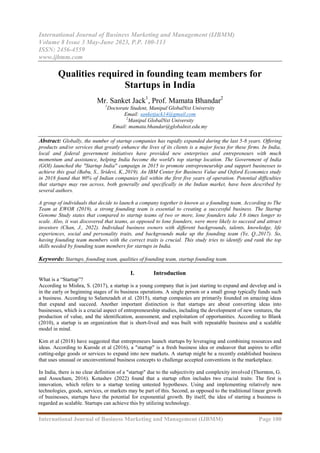 Qualities required in founding team members for Startups in India | PDF