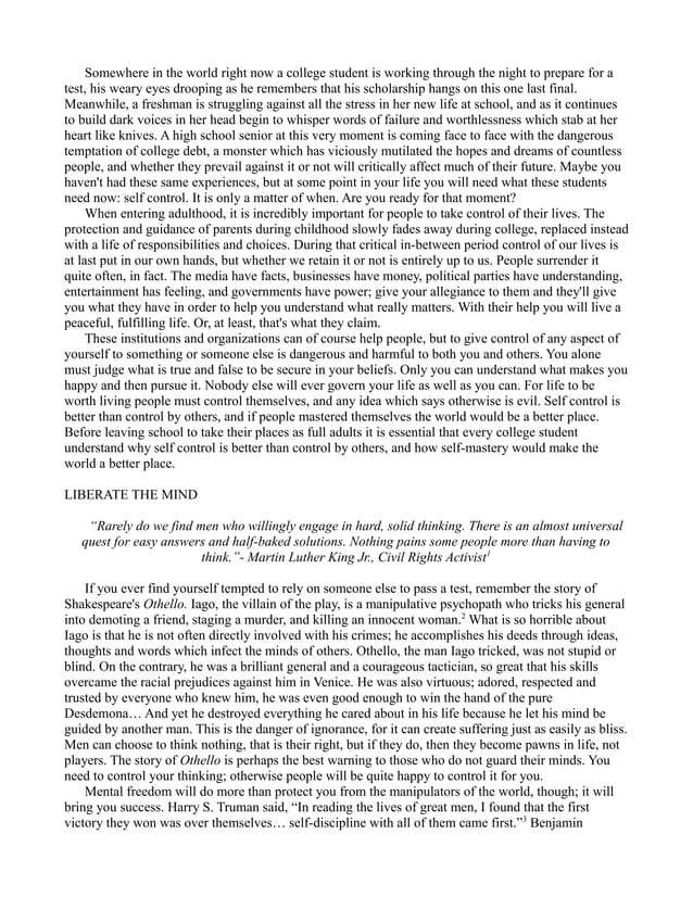 The Importance of Self Control | PDF