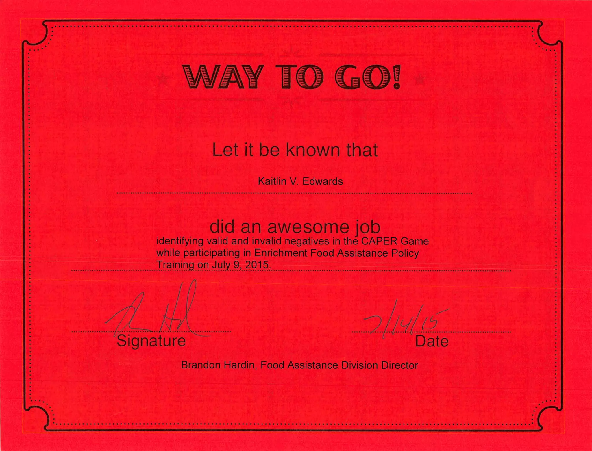 CAPER Certificate | PPT