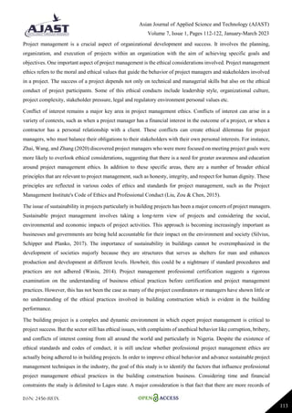 Factors Influencing Professional Project Management Ethical Practices ...