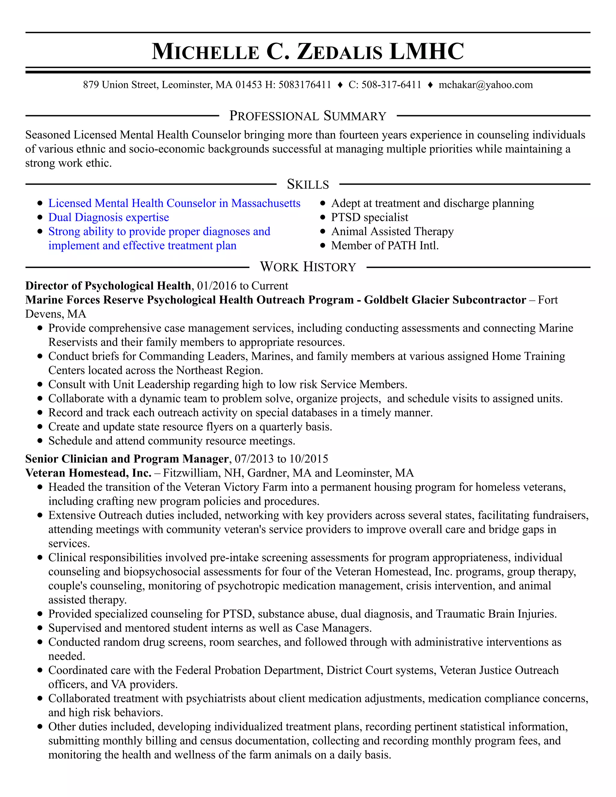 Michelle C Zedalis Resume 10.5.16 Adobe | PDF