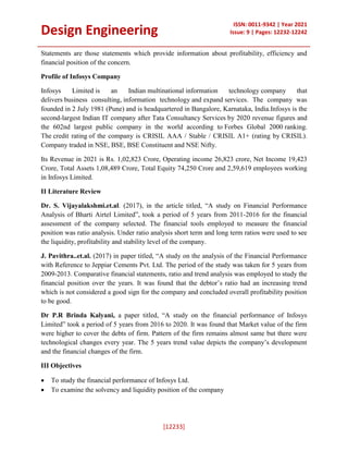 A Study on Financial Performance of Infosys Ltd using Ratio Analysis | PDF