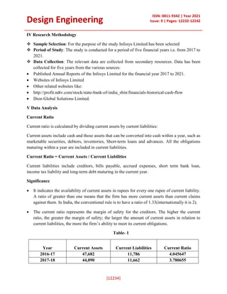 A Study on Financial Performance of Infosys Ltd using Ratio Analysis | PDF