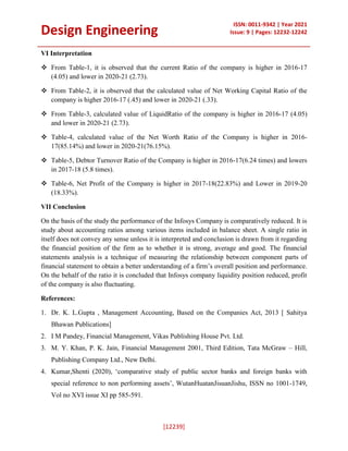 A Study on Financial Performance of Infosys Ltd using Ratio Analysis | PDF