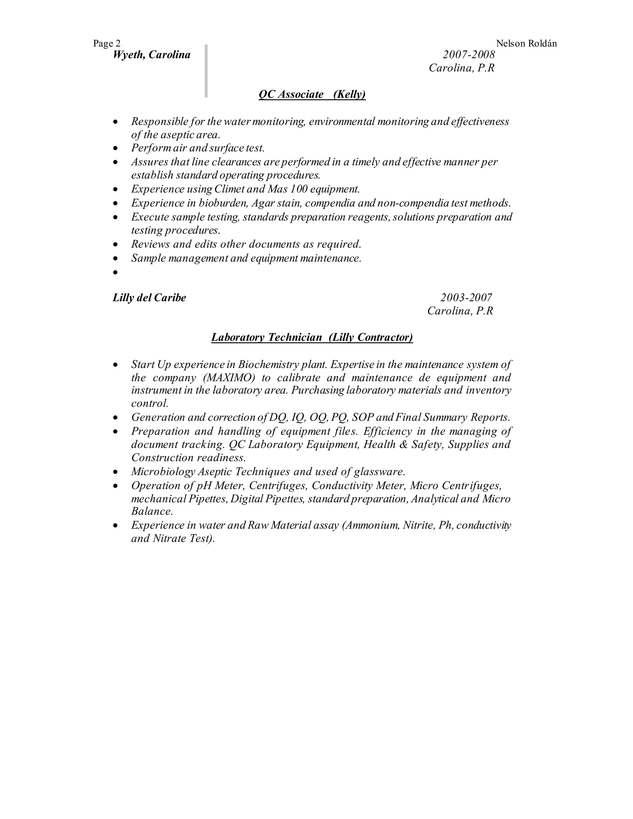 nelson_roldan_resume[1][1] | DOCX | Manufacturing Industry | Industries