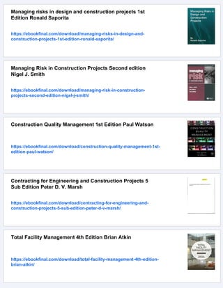 Management of Construction Projects 1st Edition Brian Cooke | PDF