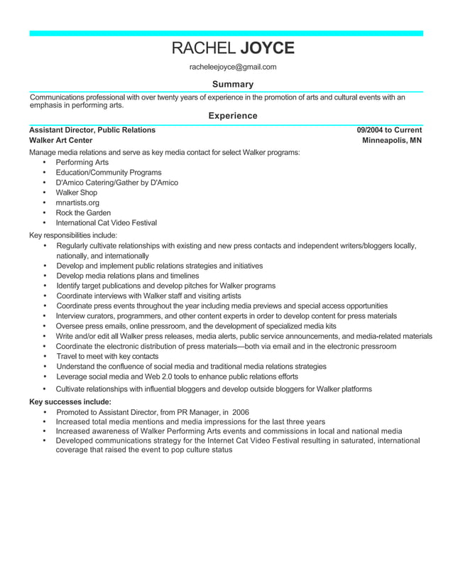 RACHEL J JOYCE RESUME | PDF