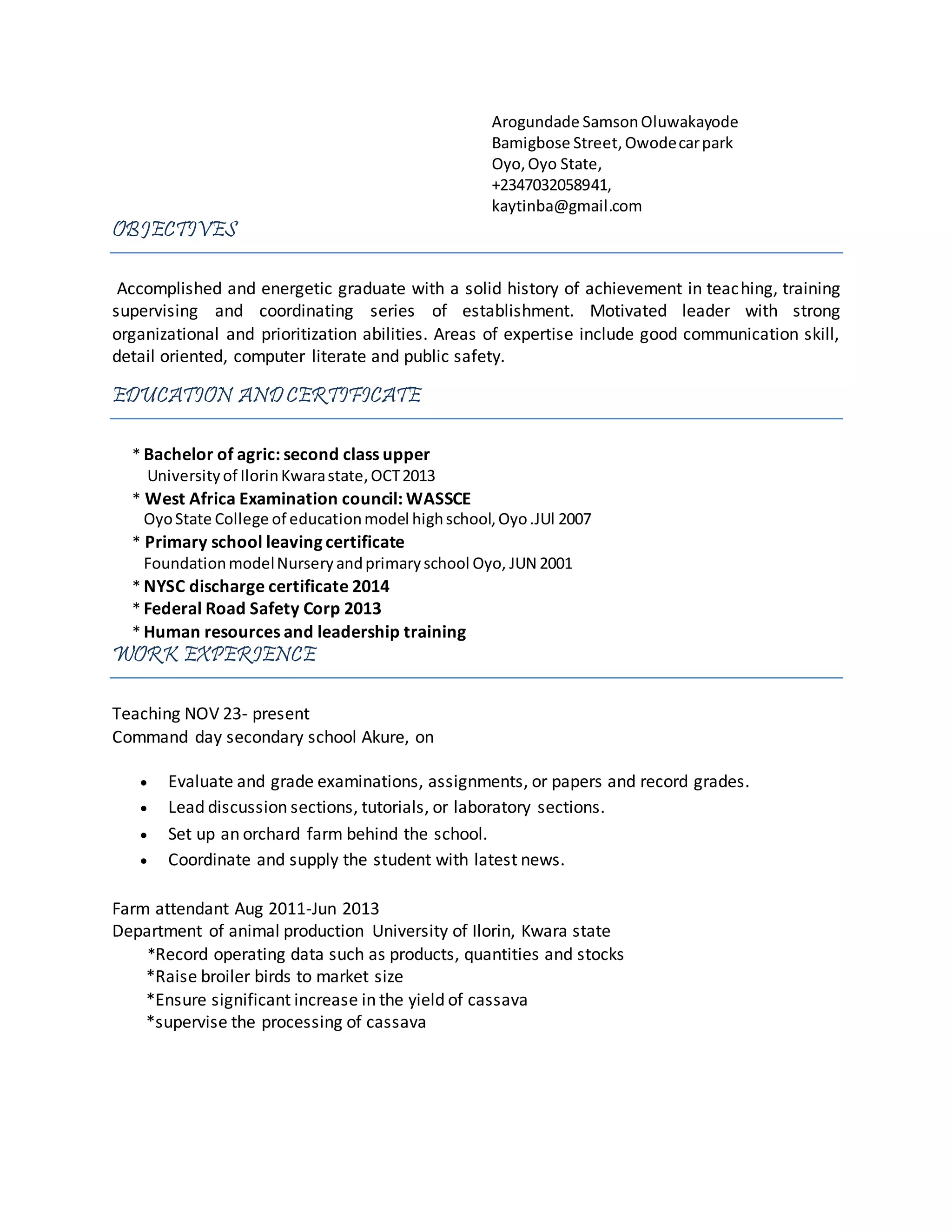 arogundade CV | DOCX