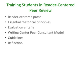 Writing Center Pedagogy in the Composition Classroom | PPTX