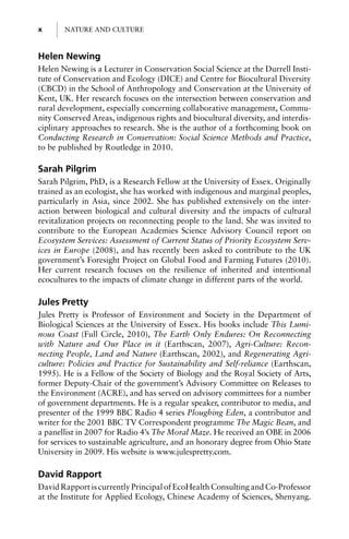 Nature And Culture Rebuilding Lost Connections Sarah Pilgrim | PDF