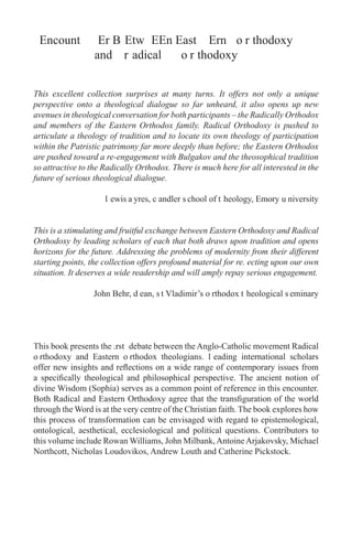 Encounter Between Eastern Orthodoxy And Radical Orthodoxy Adrian Pabst ...
