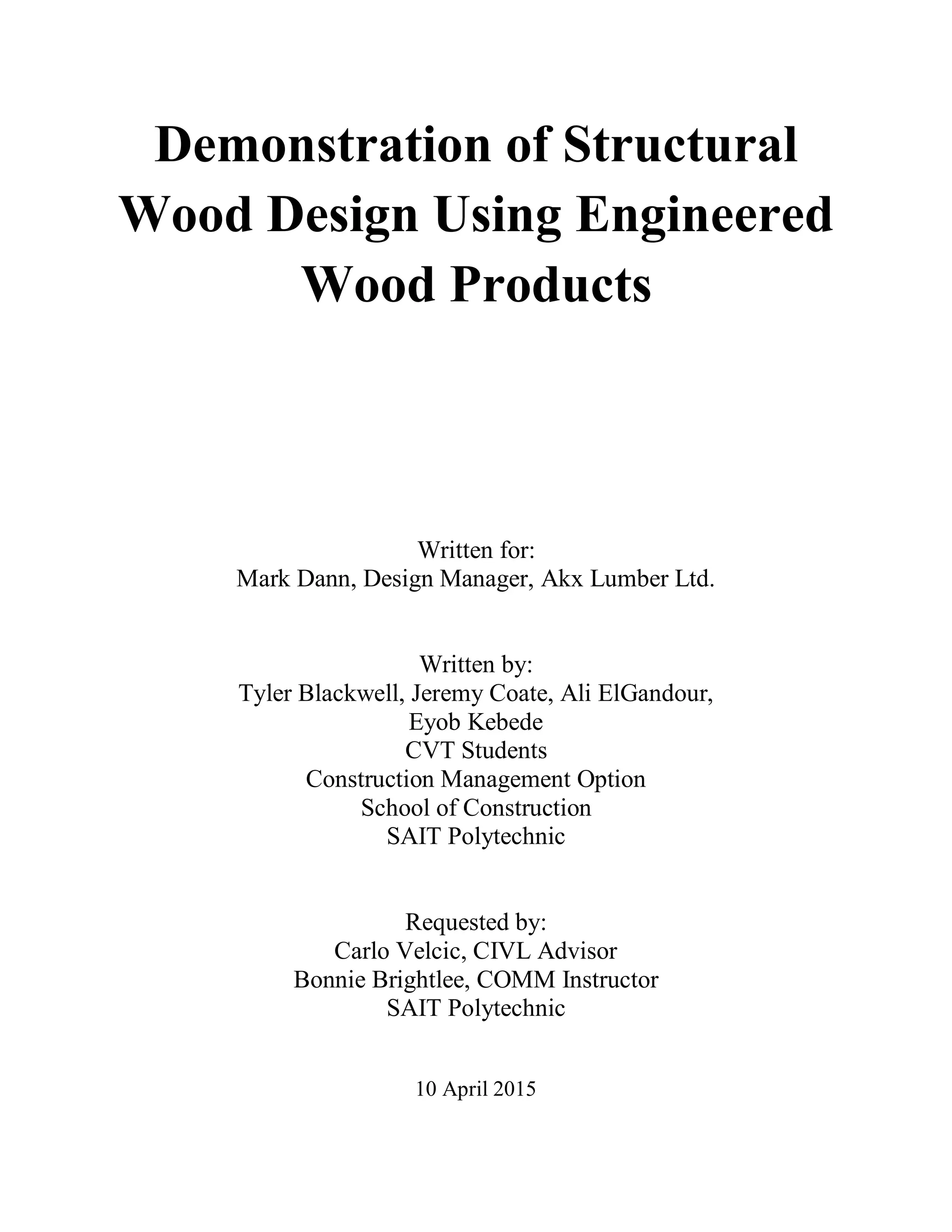 Structural Wood Design Capstone | PDF