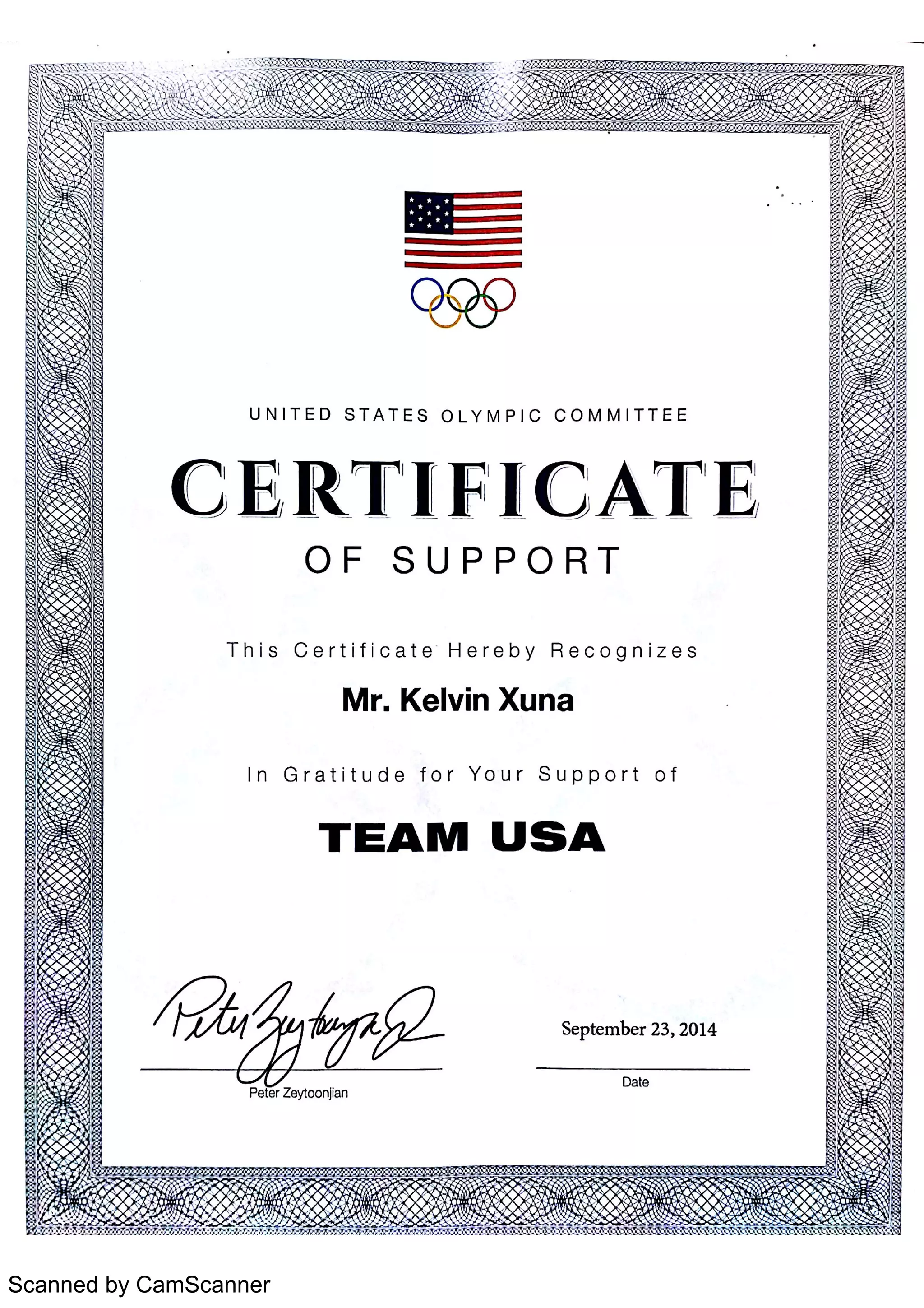certificate of support from Olympic committee_1 | PDF | Free Download