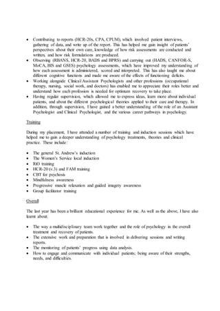 Placement Learning Points | DOCX | Physical Therapy | Wellness