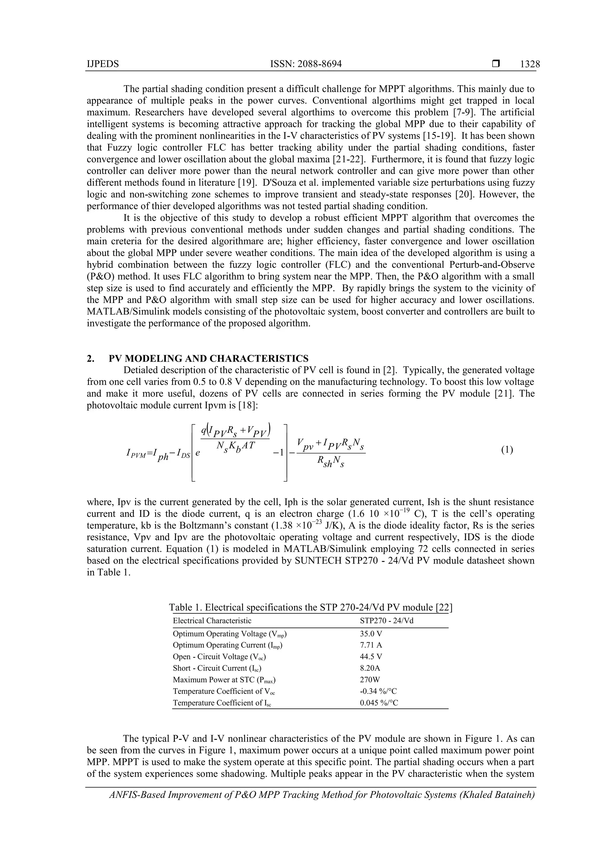Adaptive Neuro-Fuzzy Inference System-based Improvement of Perturb and Observe Maximum Power ...
