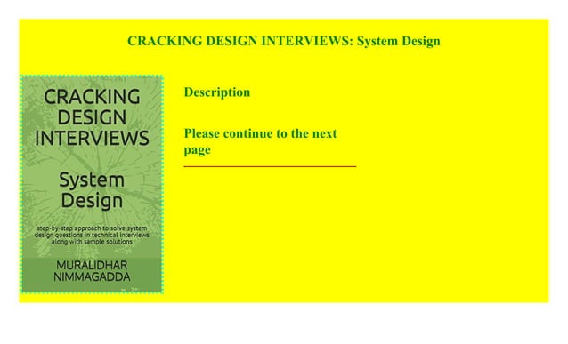 CRACKING DESIGN INTERVIEWS: System Design P.D.F_book | PPT