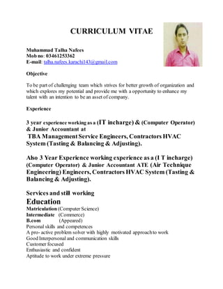 CV OF MUHAMMAD TALHA | DOCX