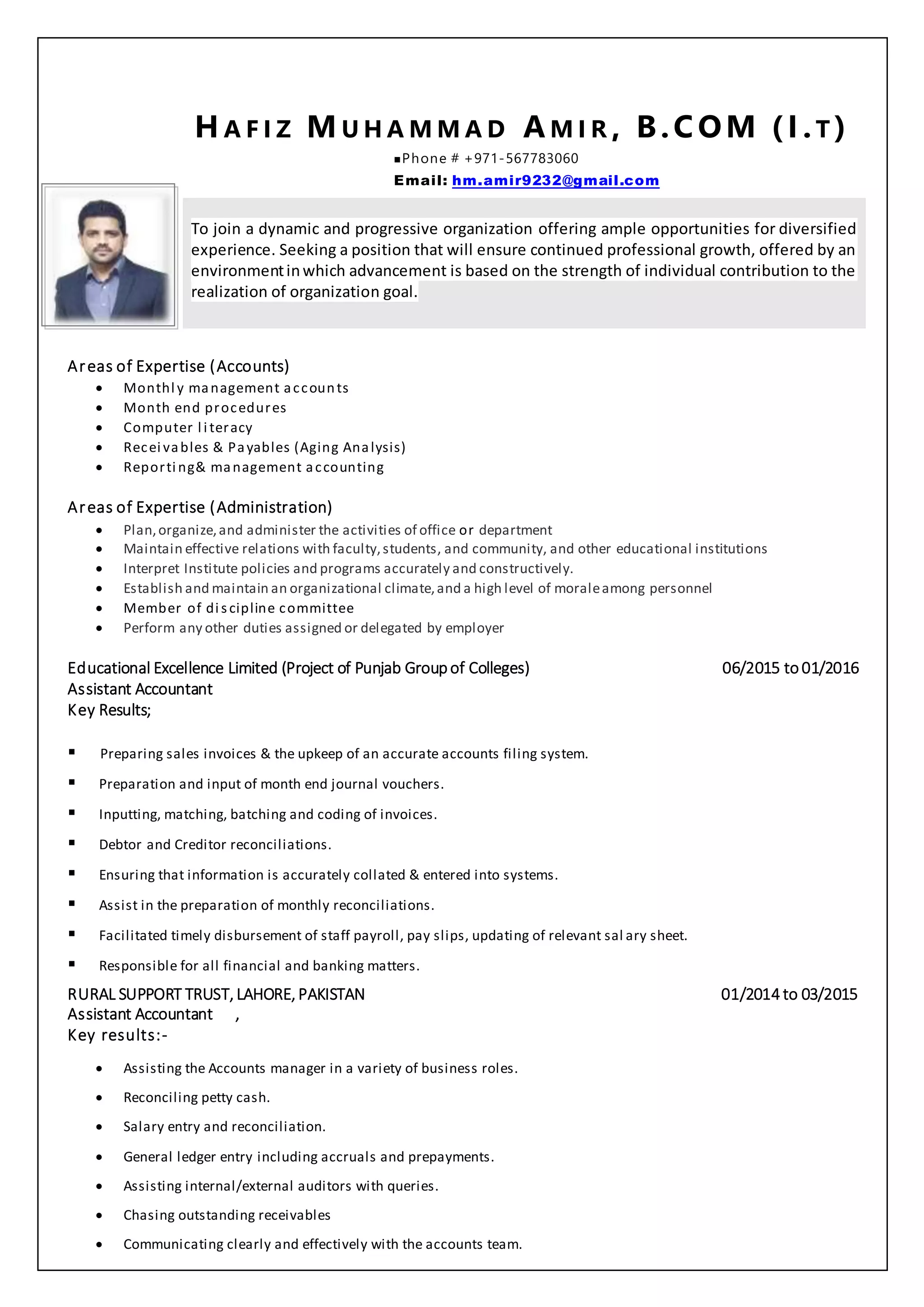 Amir Resume | DOCX | Business Accounting & Finance | Business