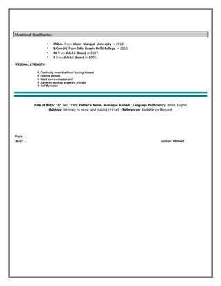 Resume (Arman Ahmed) | DOCX