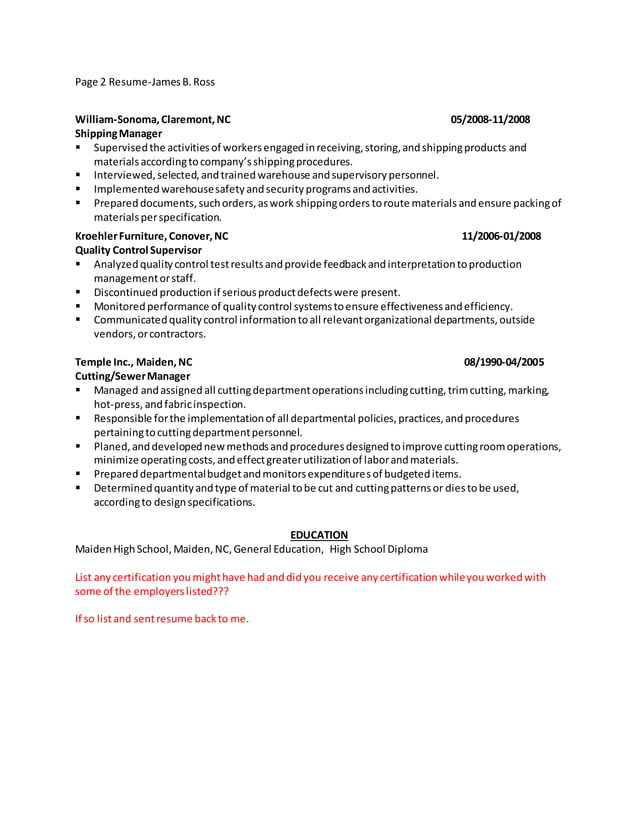 James Ross Resume 2015 | DOCX | Logistics | Business
