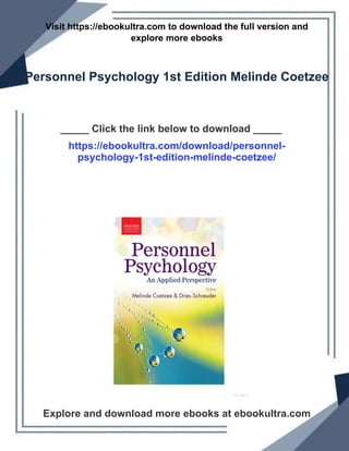 Personnel Psychology 1st Edition Melinde Coetzee | PDF