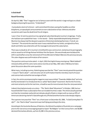 Is God dead | DOCX