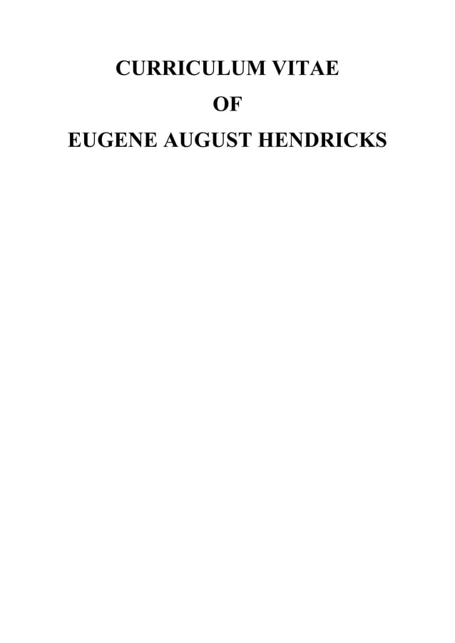 cv of eugene hendricks | PDF | Resume Writing and Advice | Job Search