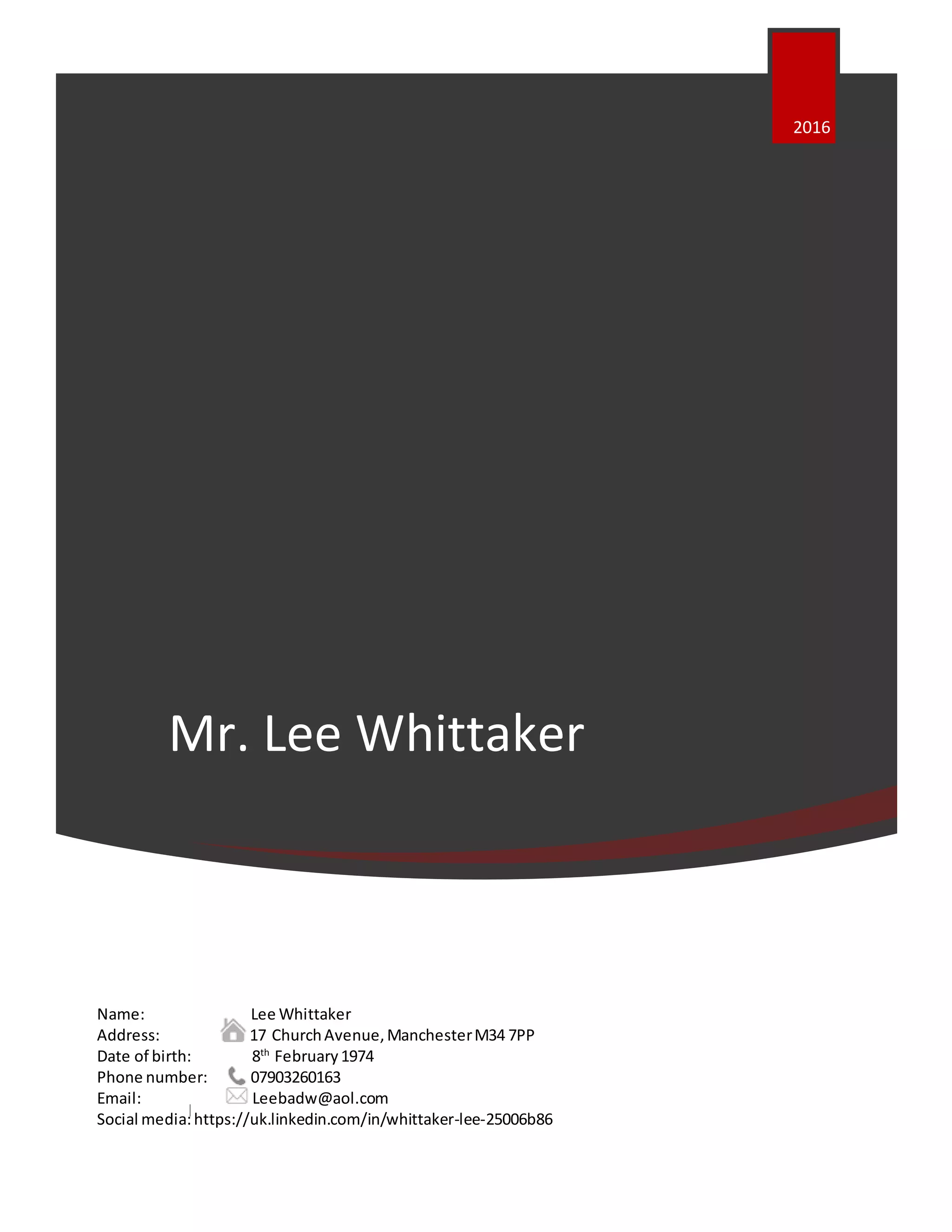 Lee Whittaker CV (2016) | PDF