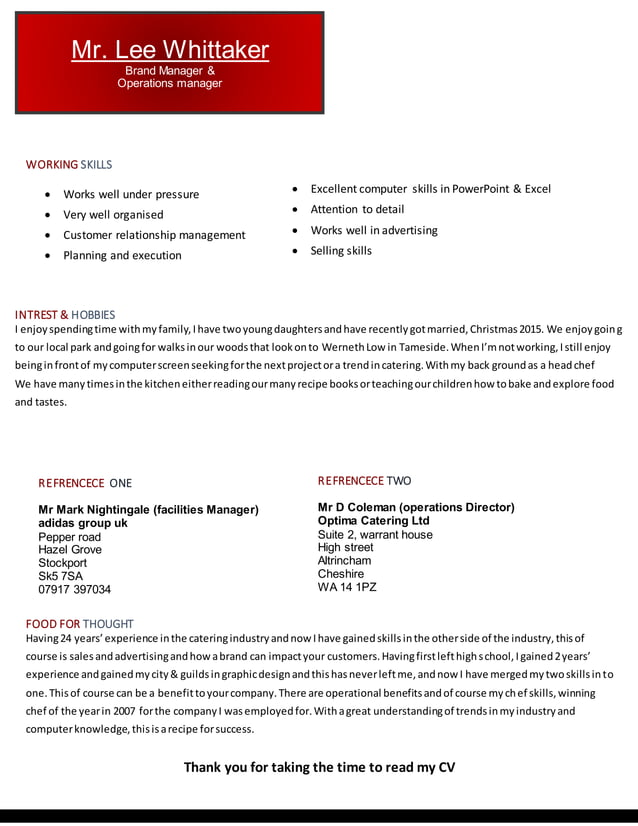 Lee Whittaker CV (2016) | PDF