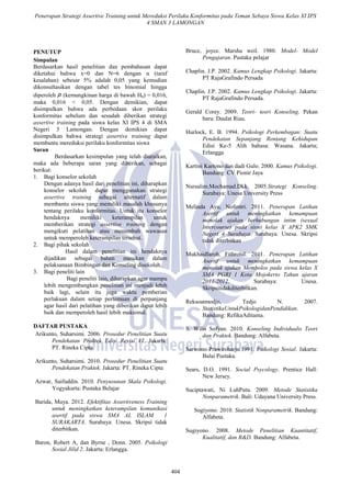 PENERAPAN STRATEGI ASSERTIVE TRAINING UNTUK MEREDUKSI PERILAKU KONFORMITAS PADA TEMAN SEBAYA ...