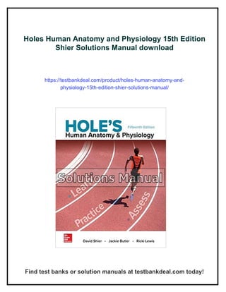 Holes Human Anatomy and Physiology 15th Edition Shier Solutions Manual ...