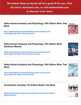 Holes Human Anatomy and Physiology 15th Edition Shier Solutions Manual ...