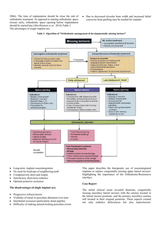 ESTHETIC MANAGEMENT OF CONGENITALLY MISSING LATERAL INCISORS WITH ...