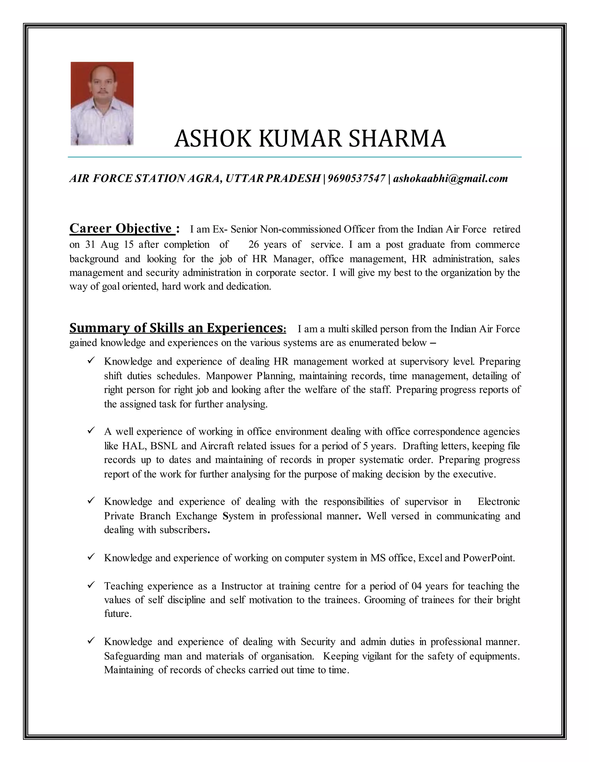 hr resume update | DOCX