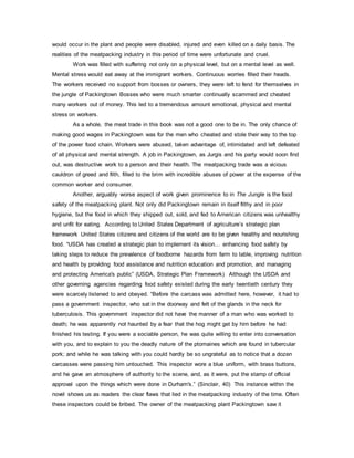 In Upton Sinclair’s 1906 novel The Jungle | DOCX