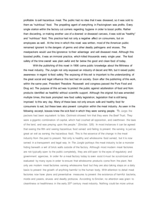 In Upton Sinclair’s 1906 novel The Jungle | DOCX