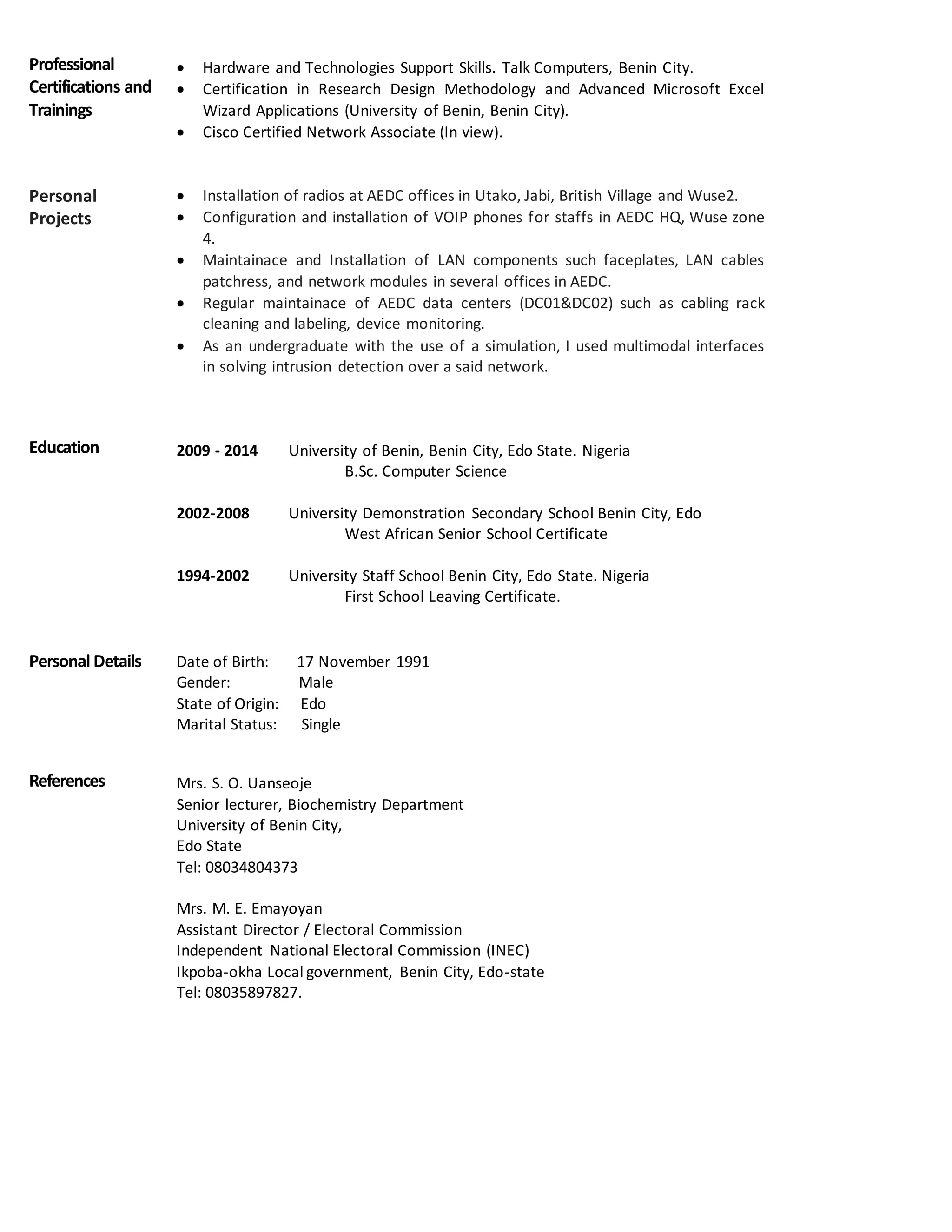 Orumen Samuel Resume | PDF