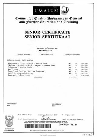 Matriek Sertifikaat | PDF