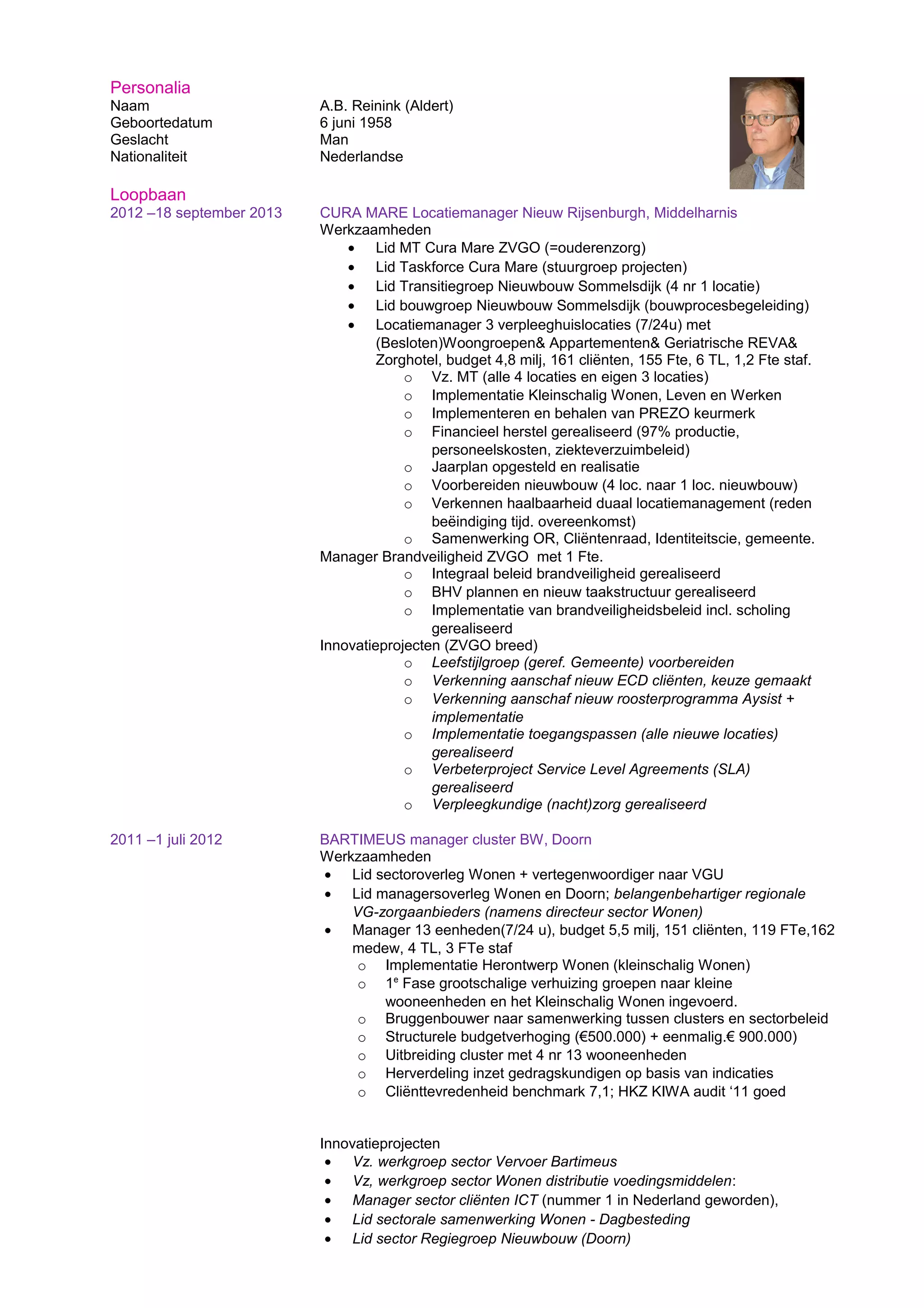 140914 CV Aldert Reinink | PDF
