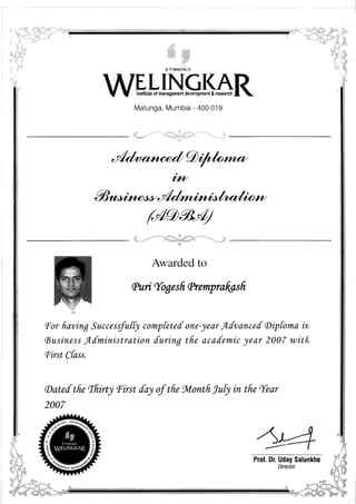 ADBA Certificate | PDF