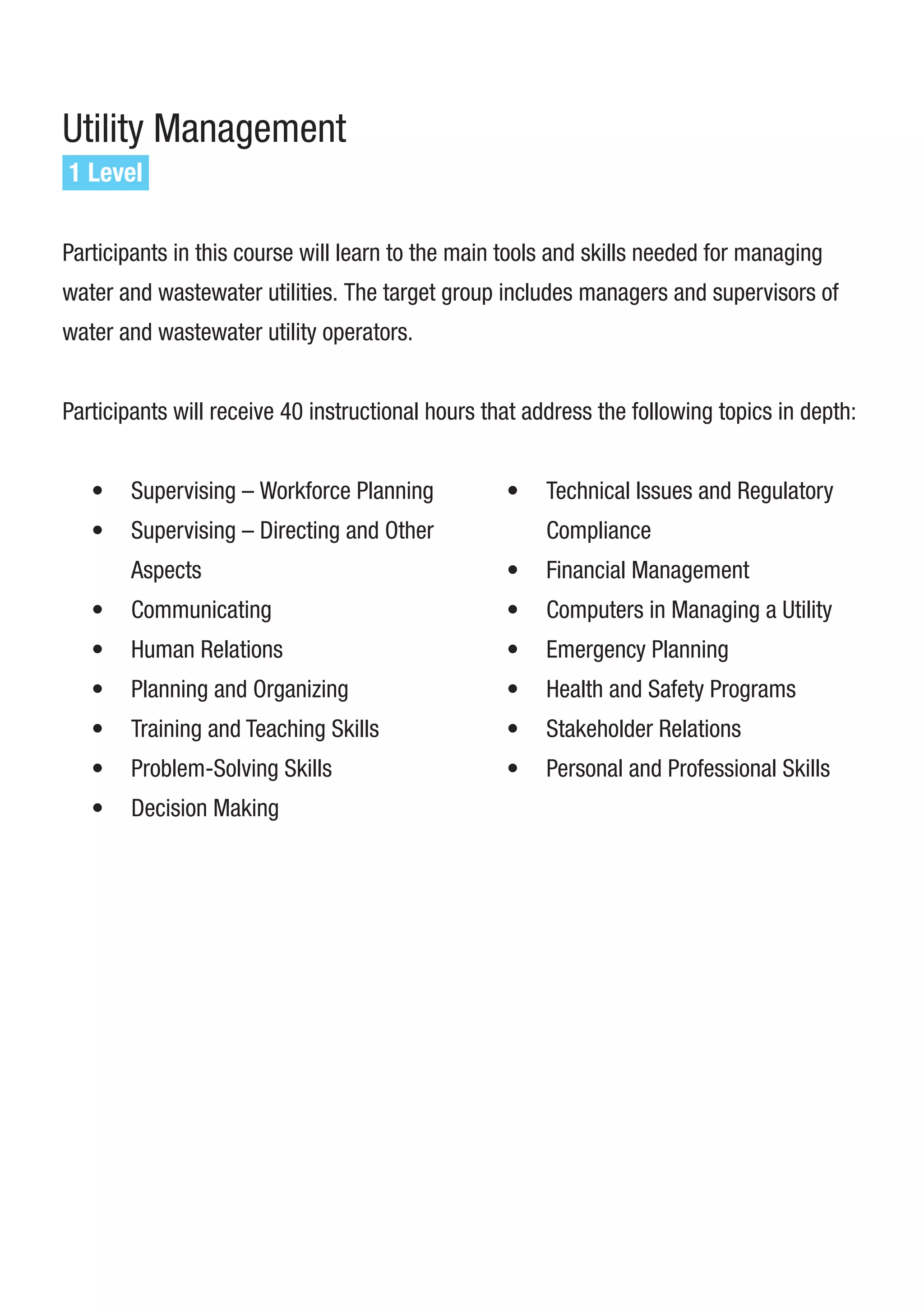 Water Operator Certification Program Brochure | PDF