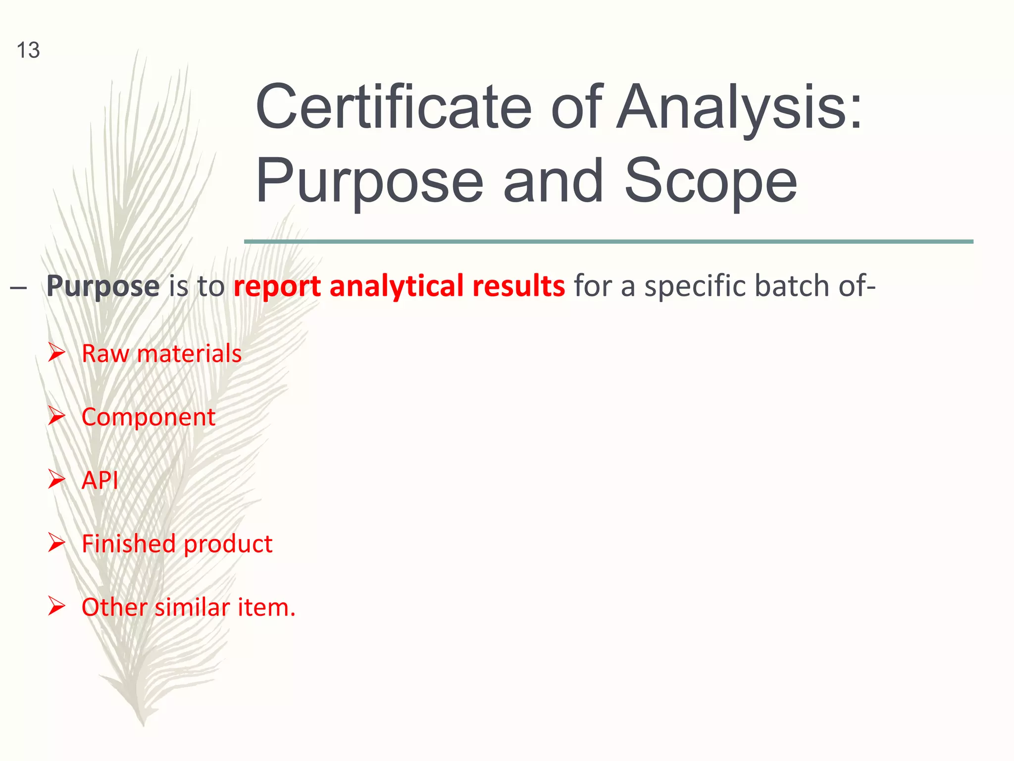 DOCUMENTATION -- CoA & SPECIFICATIONS | PPTX