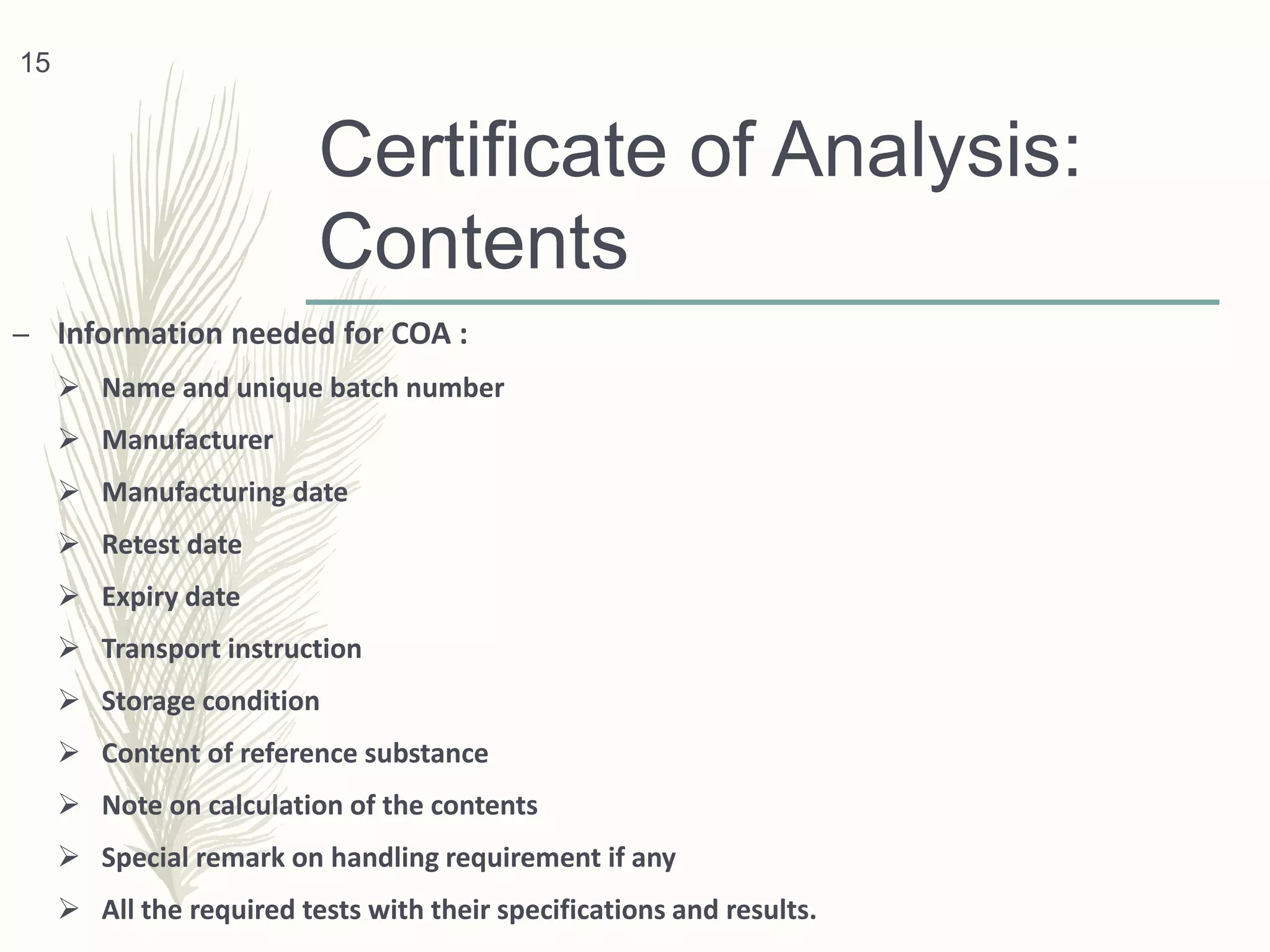 DOCUMENTATION -- CoA & SPECIFICATIONS | PPTX