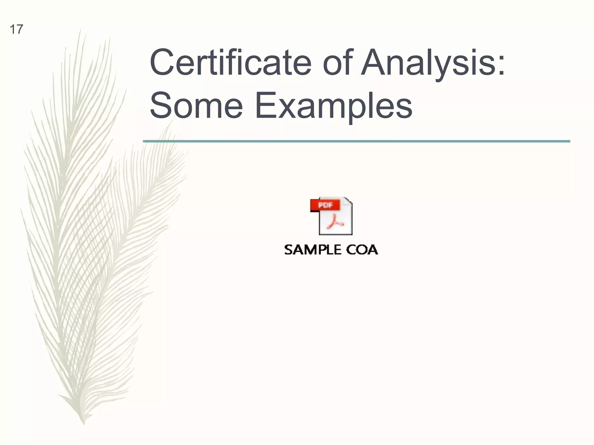 DOCUMENTATION -- CoA & SPECIFICATIONS | PPTX