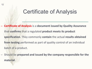 DOCUMENTATION -- CoA & SPECIFICATIONS | PPTX