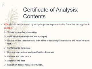 DOCUMENTATION -- CoA & SPECIFICATIONS | PPTX
