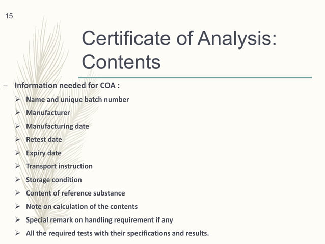 DOCUMENTATION -- CoA & SPECIFICATIONS | PPTX