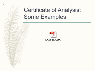 DOCUMENTATION -- CoA & SPECIFICATIONS | PPTX