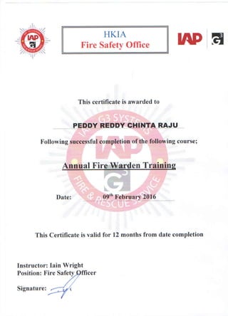 Fire warden certificate | PDF